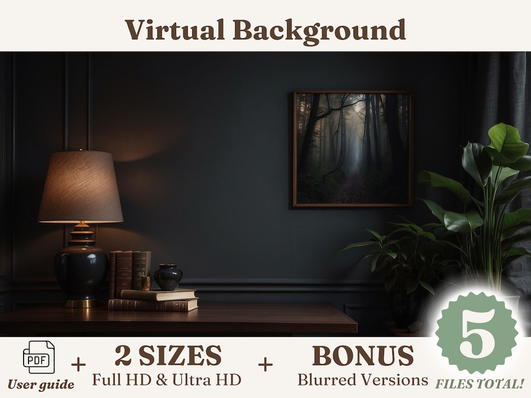 Moody Gothic Study Virtual Background, Realistic Digital Zoom Back ...