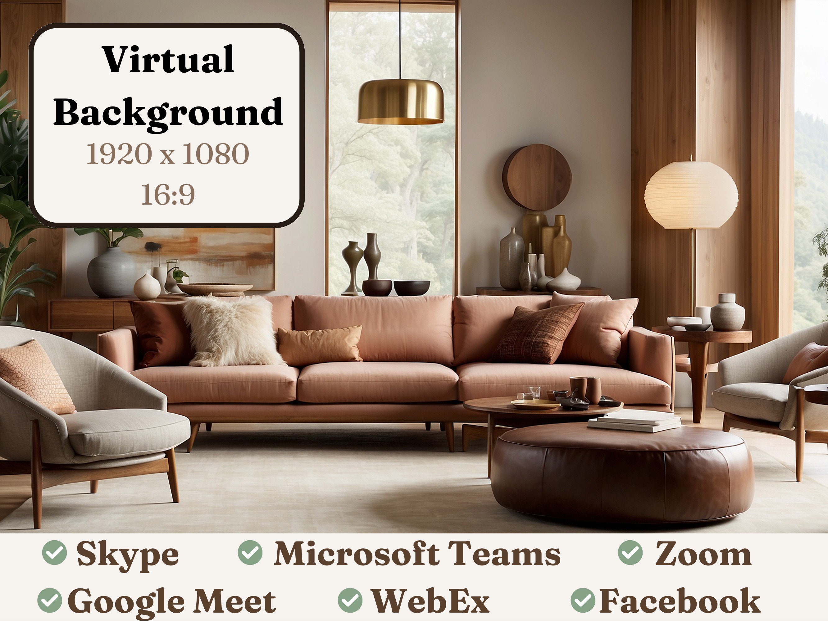 Virtual Background - Stylish Warm Room | HD Quality | Personalize Your ...