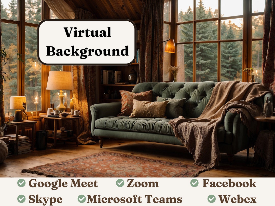 Virtual Background - Warm Woodland Cabin | HD Quality |personalize Your ...