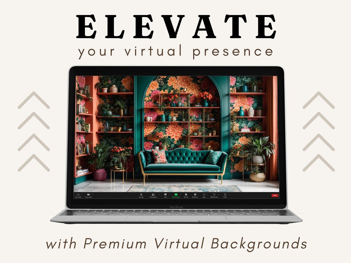 Maximalist Floral Virtual Background HD Quality Personalize Your Video ...