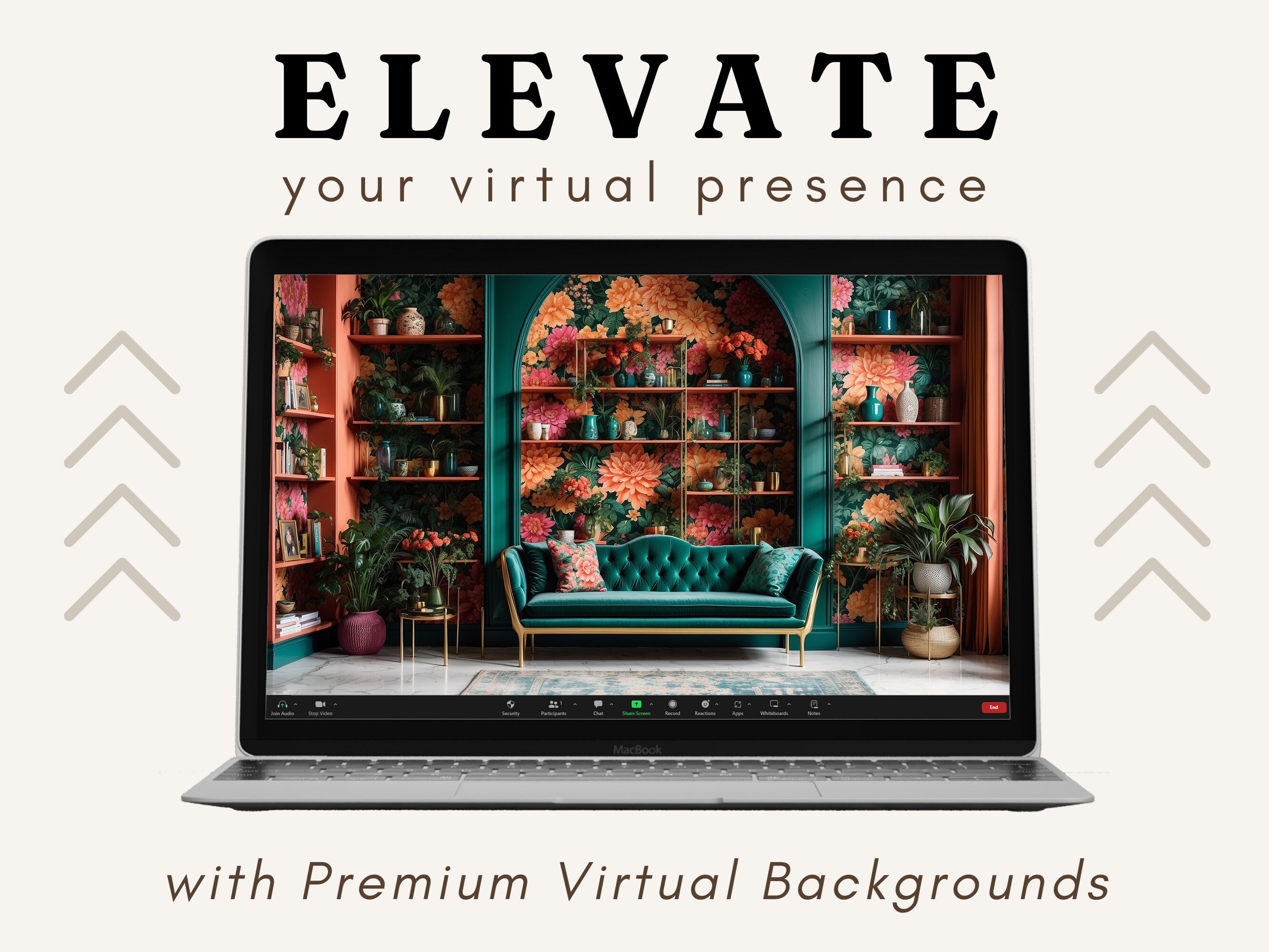 Maximalist Floral Virtual Background | HD Quality | Personalize Your ...