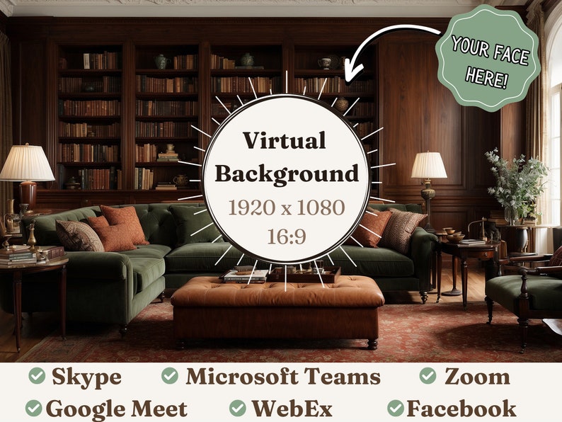 Moody Fall Study Virtual Background | HD Quality | Personalize Your ...