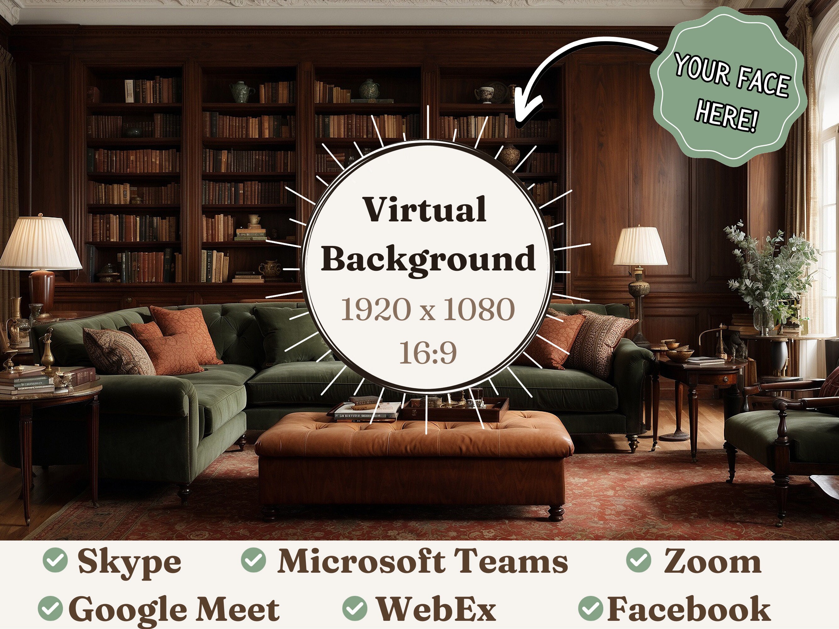 Moody Fall Study Virtual Background | HD Quality | Personalize Your ...