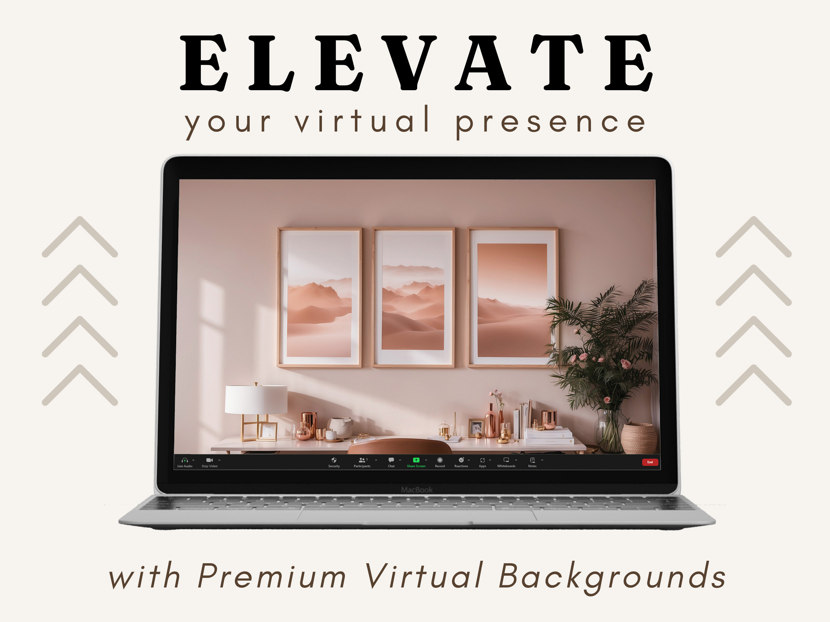 Rose Gold Office Virtual Background | HD Quality | Personalize Your ...