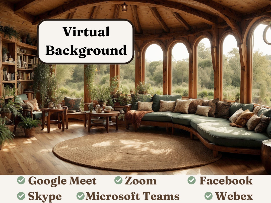 Virtual Background - Cozy Earthy Den | HD Quality | Personalize Your ...