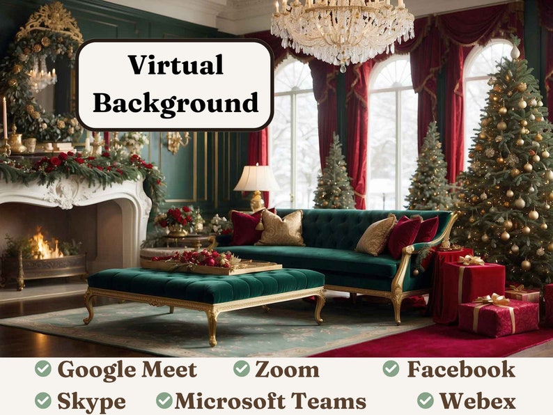 Virtual Background - Vintage Christmas | HD Quality | Personalize Your ...