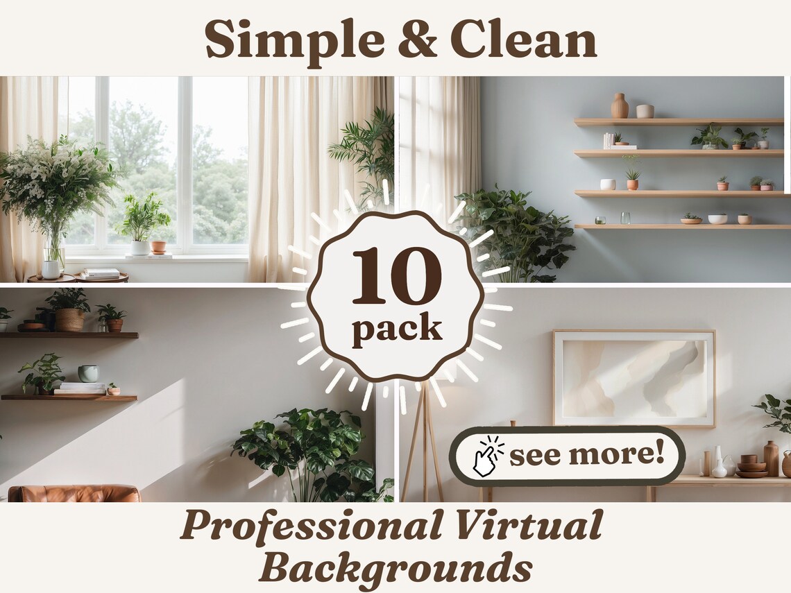 10 Simple Clean Professional Virtual Background Bundle | HD Quality ...
