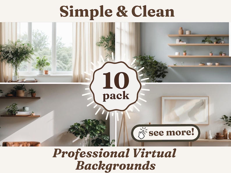 10 Simple Clean Professional Virtual Background Bundle | HD Quality ...