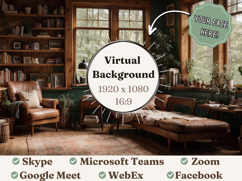 Virtual Background - Forest Cabin Den | HD Quality | Personalize Your ...