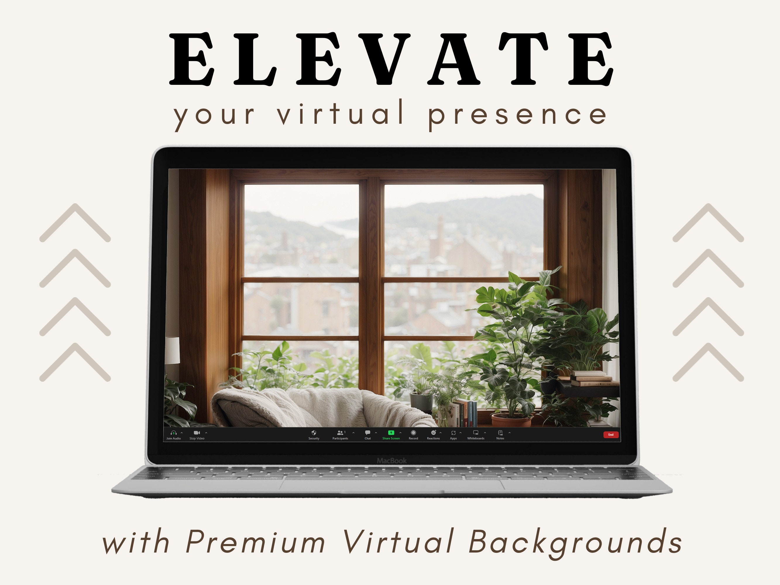 Cozy Plant Nook Virtual Background | HD Quality | Personalize Your ...