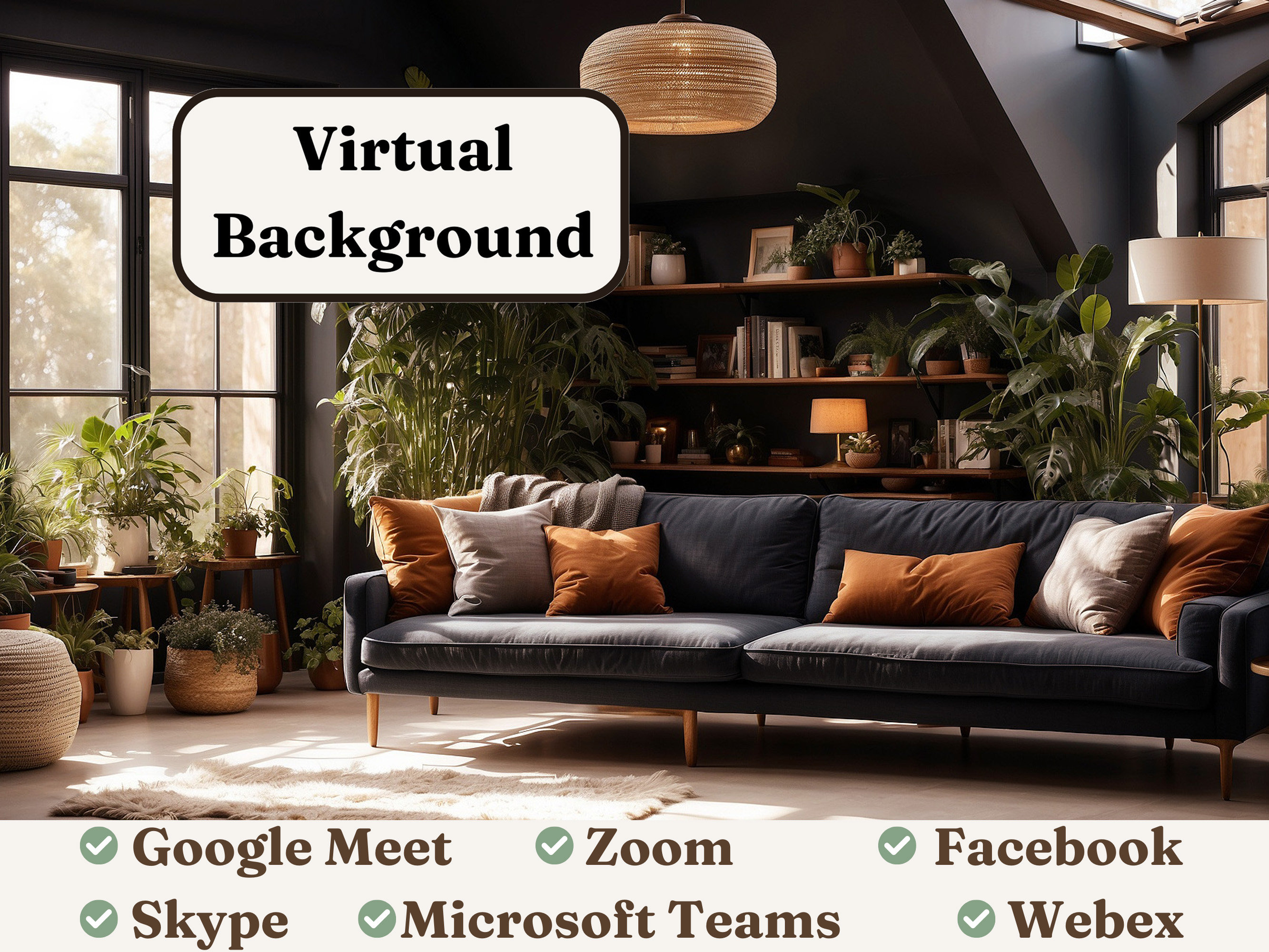 Virtual Background Moody Sunny Den HD Quality Personalize Your Video ...