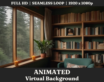 ANIMATED Modern Fireplace, Rainy Day Background, Streaming Background ...