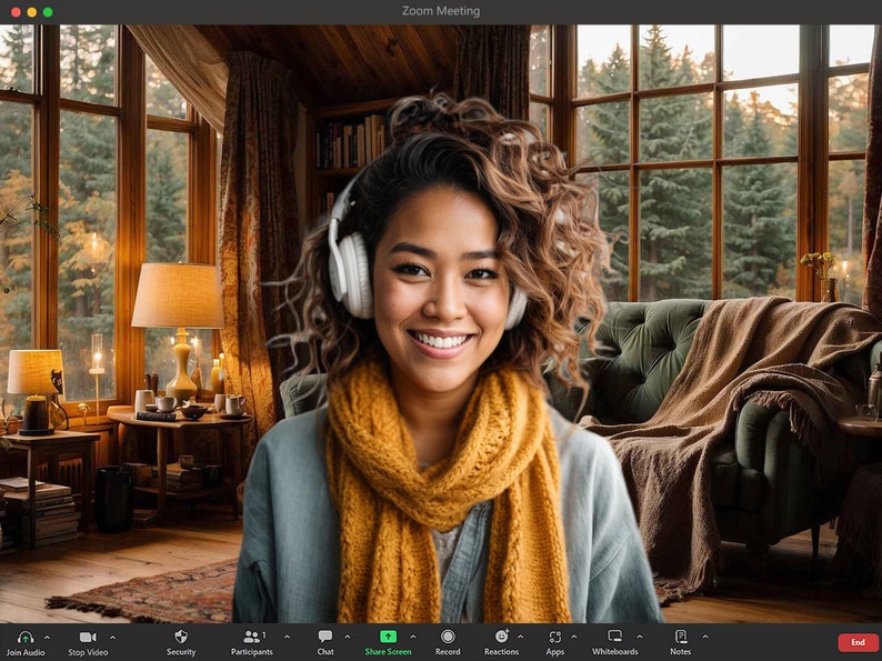 Virtual Background - Warm Woodland Cabin | HD Quality |personalize Your ...