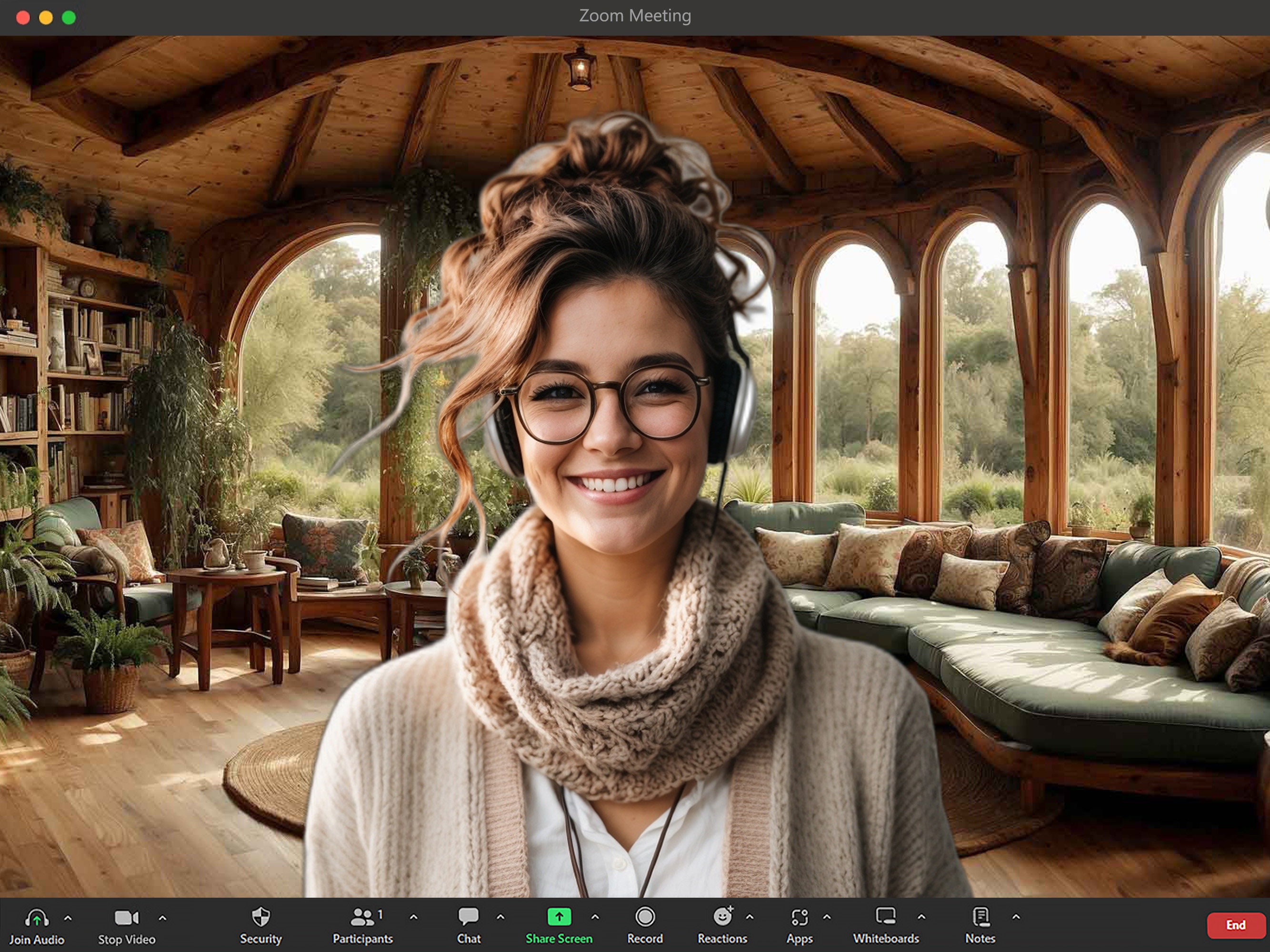 Virtual Background - Cozy Earthy Den | HD Quality | Personalize Your ...
