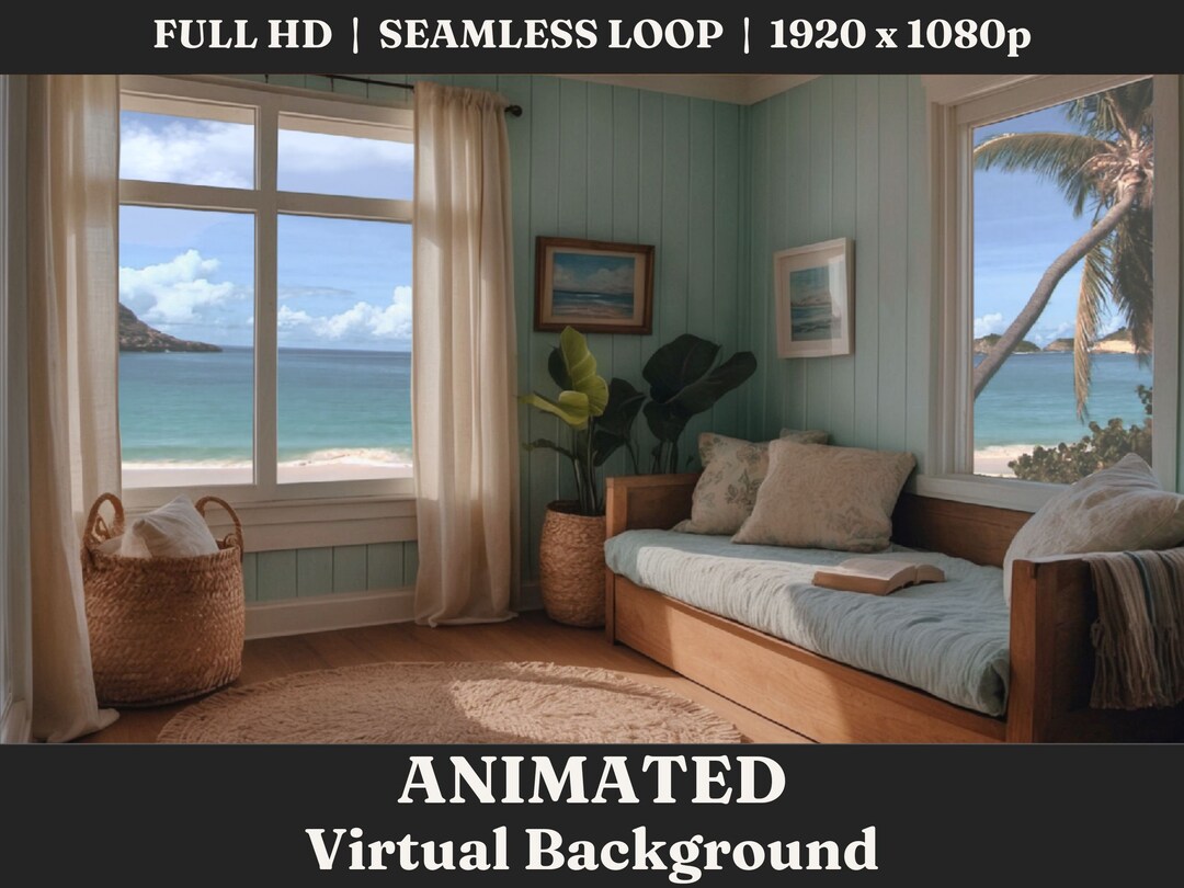 ANIMATED Tropical Beach House Background Video, Streaming Background ...