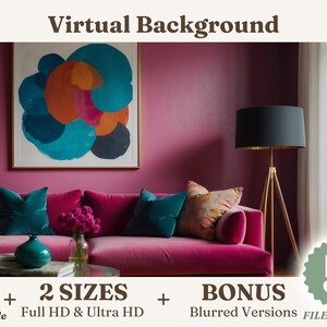 Pink Velvet Room Virtual Background, Realistic Digital Zoom Backdrop ...