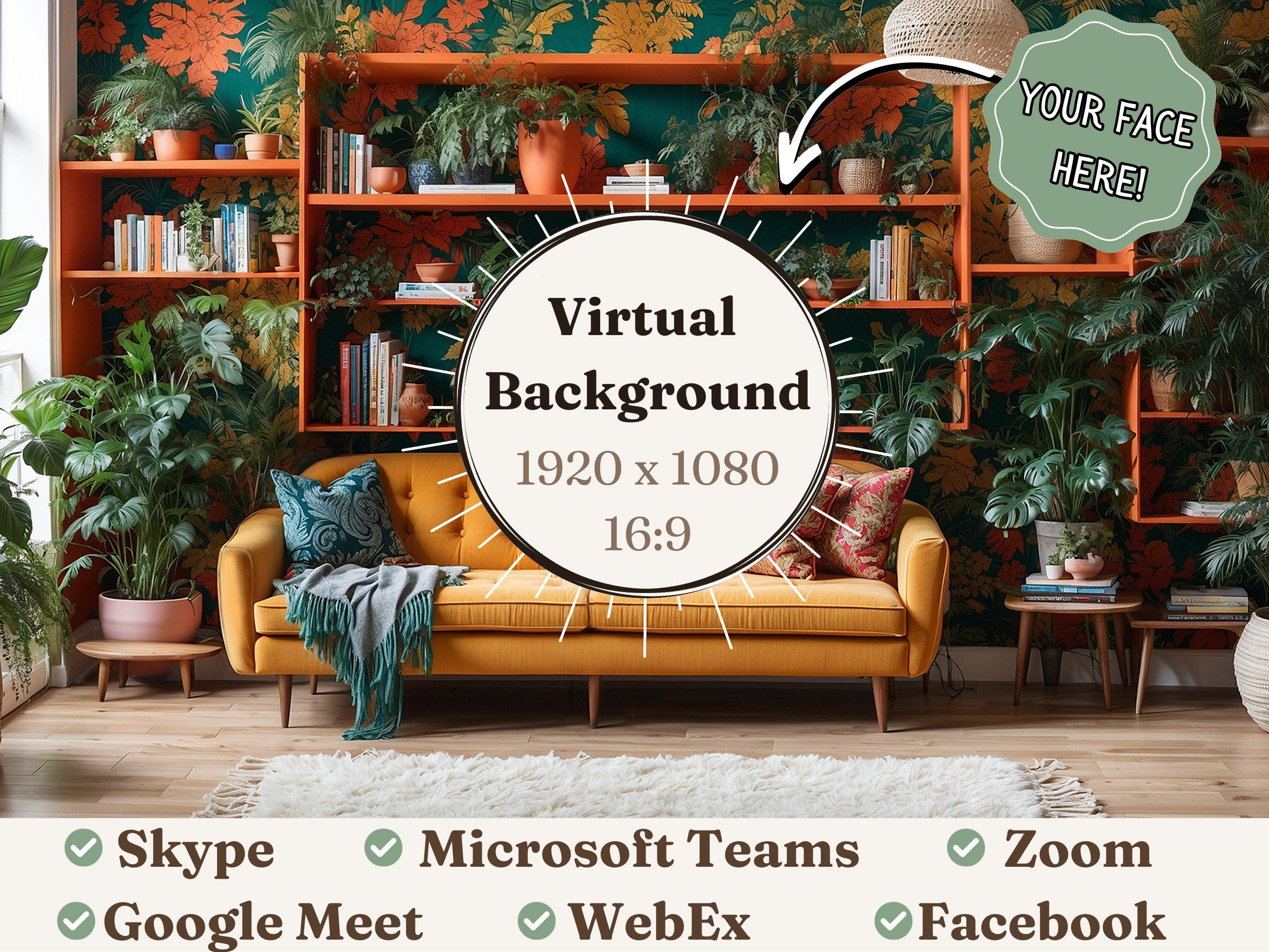 Cozy Maximalist Virtual Background | HD Quality | Personalize Your ...