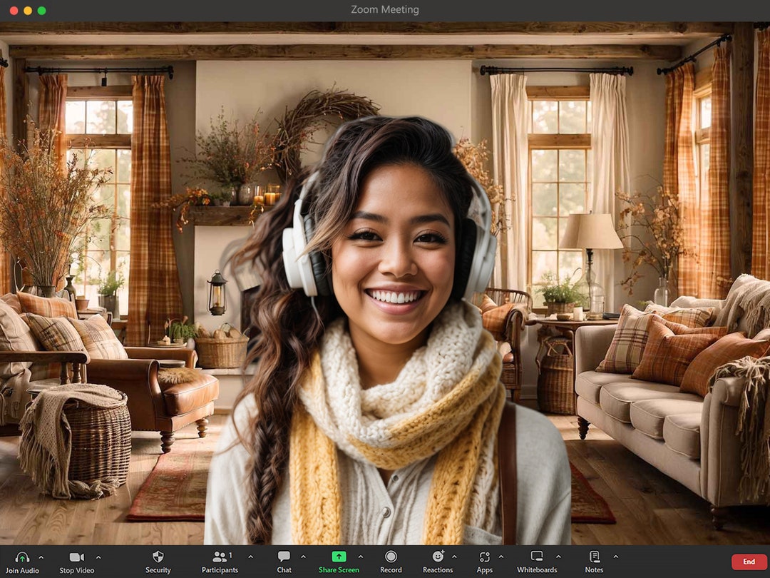 Virtual Background - Fall Living Room | HD Quality | Personalize Your ...