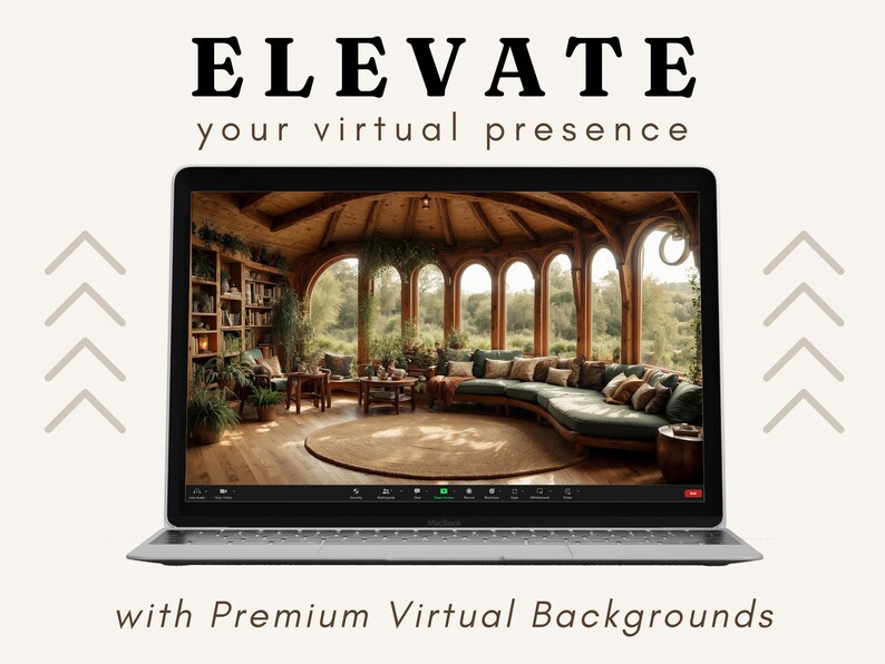 Virtual Background Cozy Earthy Den HD Quality Personalize Your Video ...