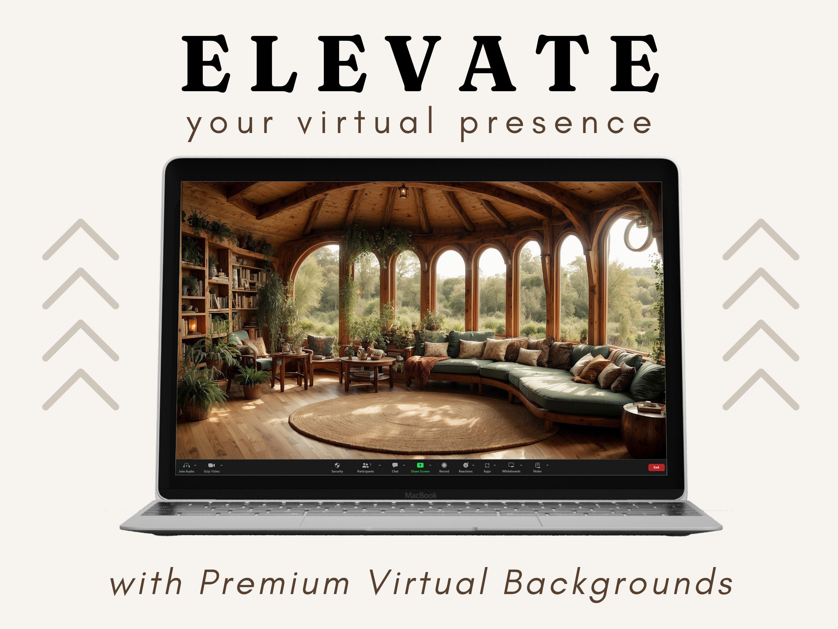 Virtual Background Cozy Earthy Den HD Quality Personalize Your Video ...