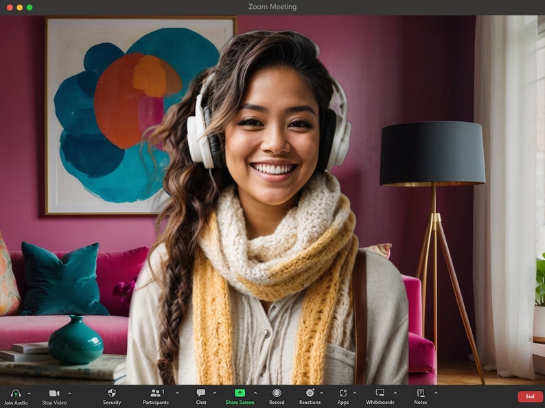 Pink Velvet Room Virtual Background, Realistic Digital Zoom Backdrop ...