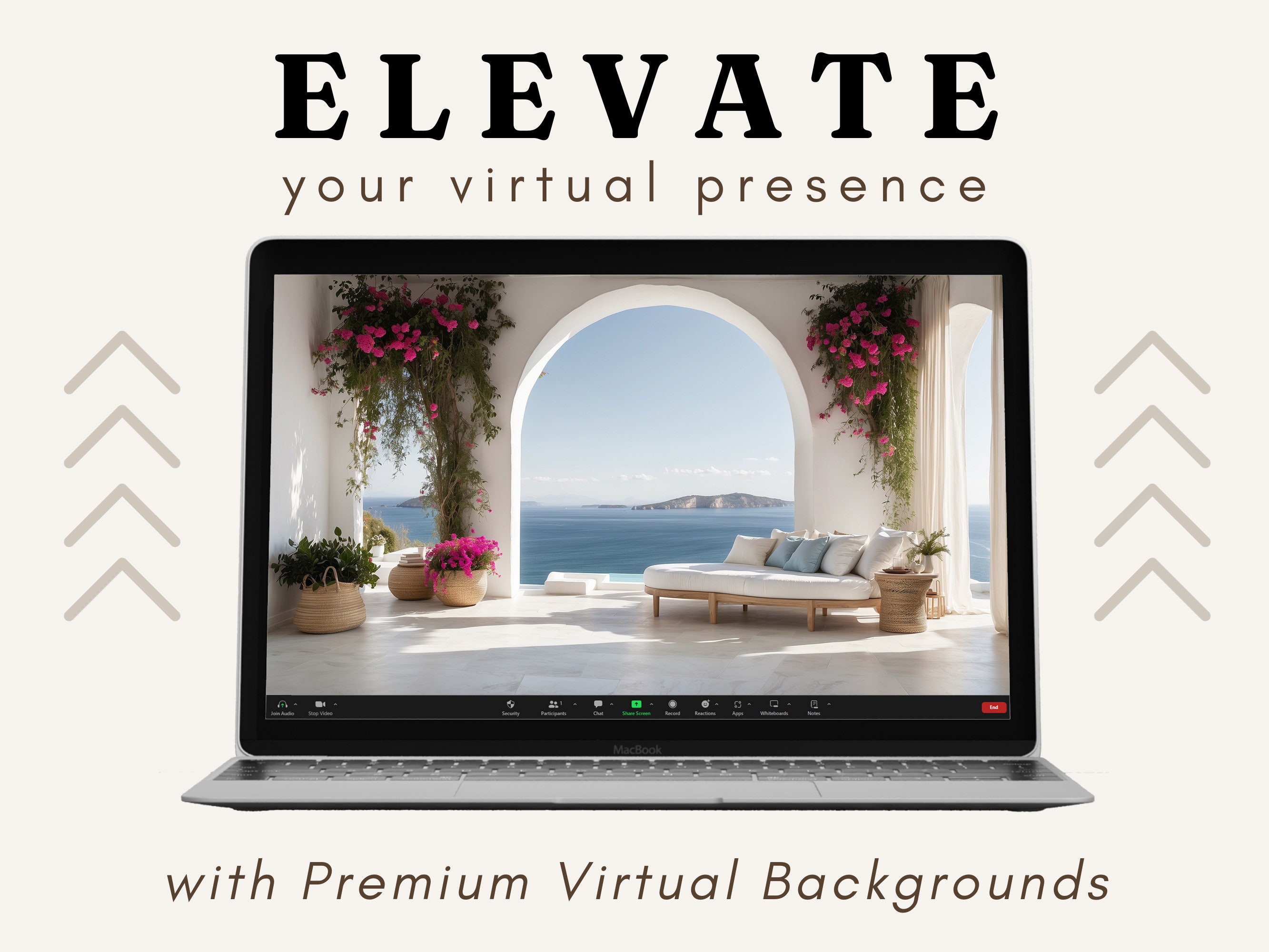 Greek Isle Resort Virtual Background | HD Quality | Personalize Your ...