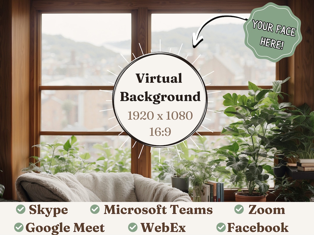 Cozy Plant Nook Virtual Background | HD Quality | Personalize Your ...