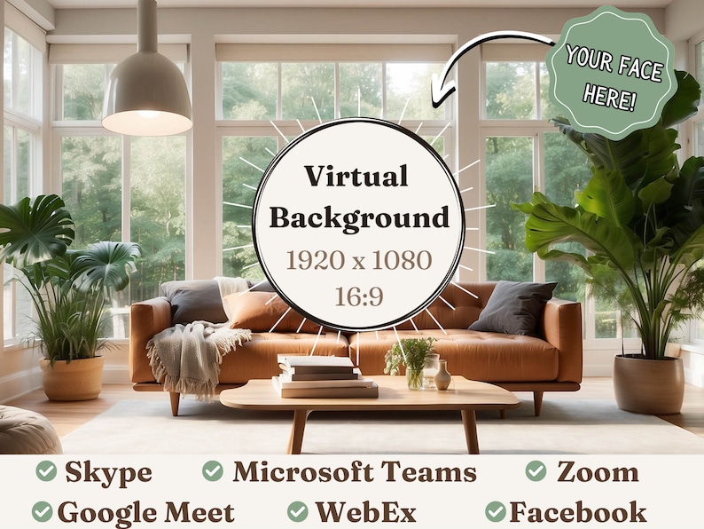 Virtual Background - Cozy Bright Room | HD Quality | Personalize Your ...
