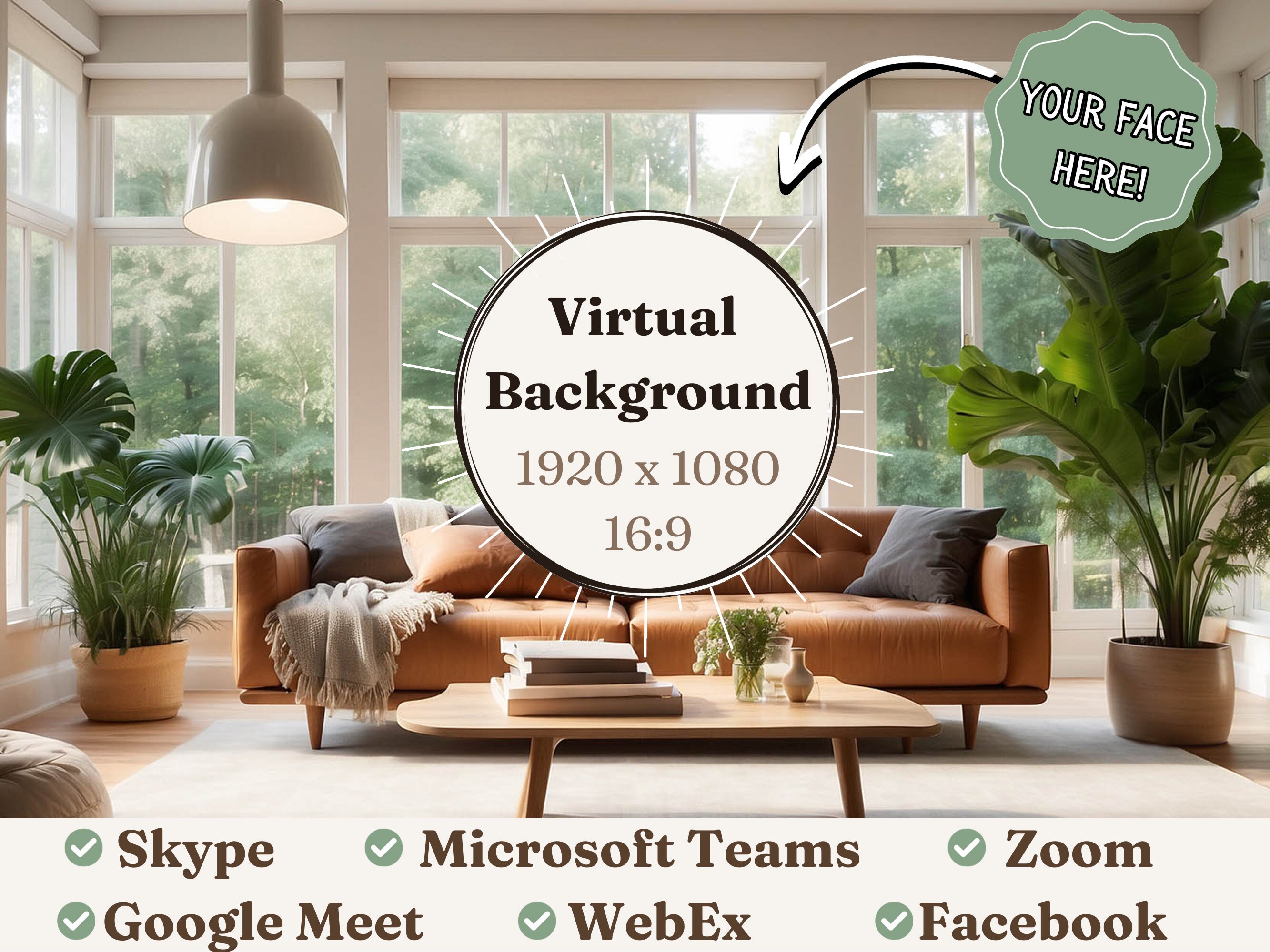 Virtual Background - Cozy Bright Room | HD Quality | Personalize Your ...