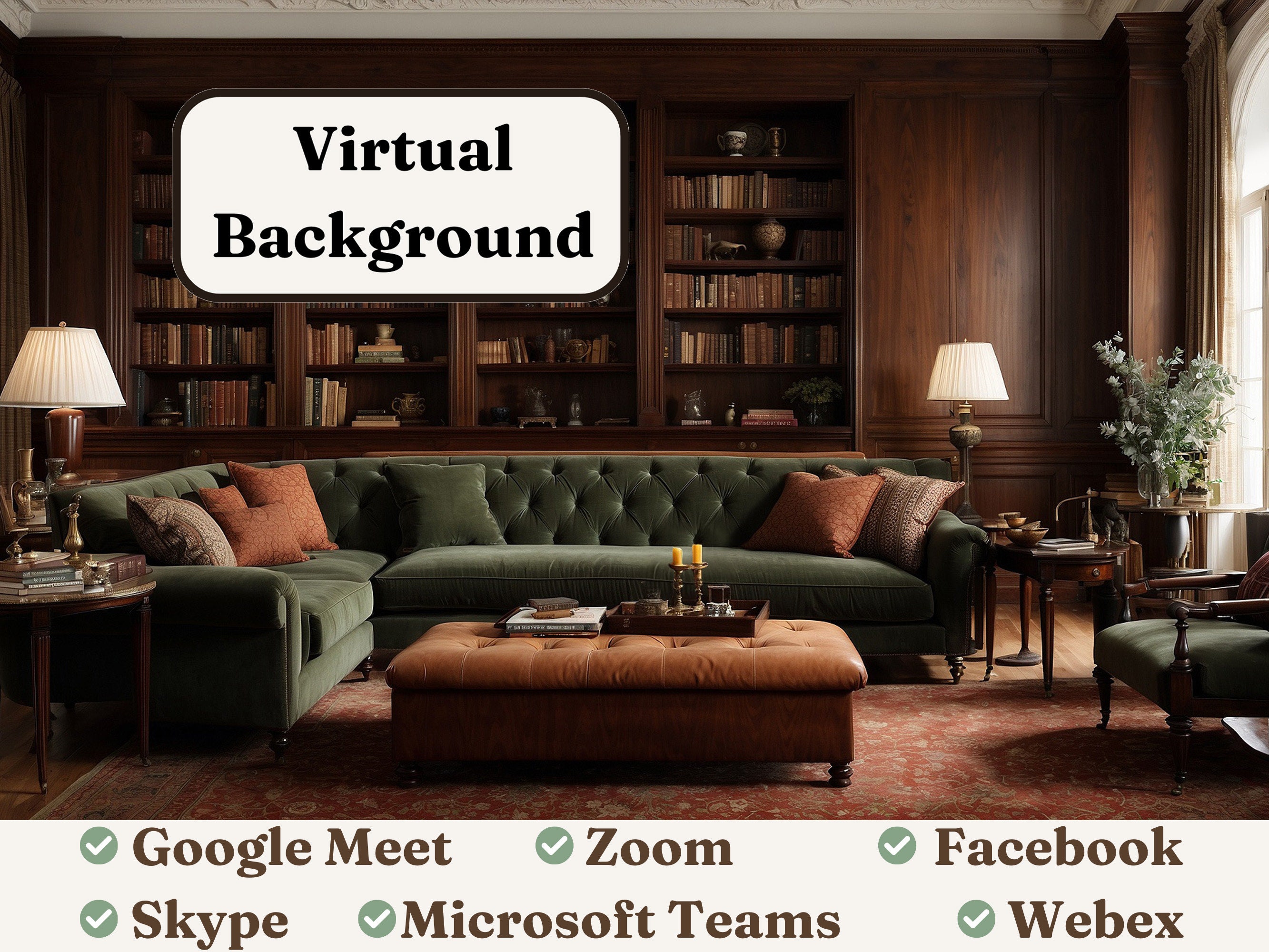 Moody Fall Study Virtual Background | HD Quality | Personalize Your ...