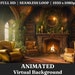 ANIMATED Cozy Warm Library Background Video, Streaming Background Loop ...