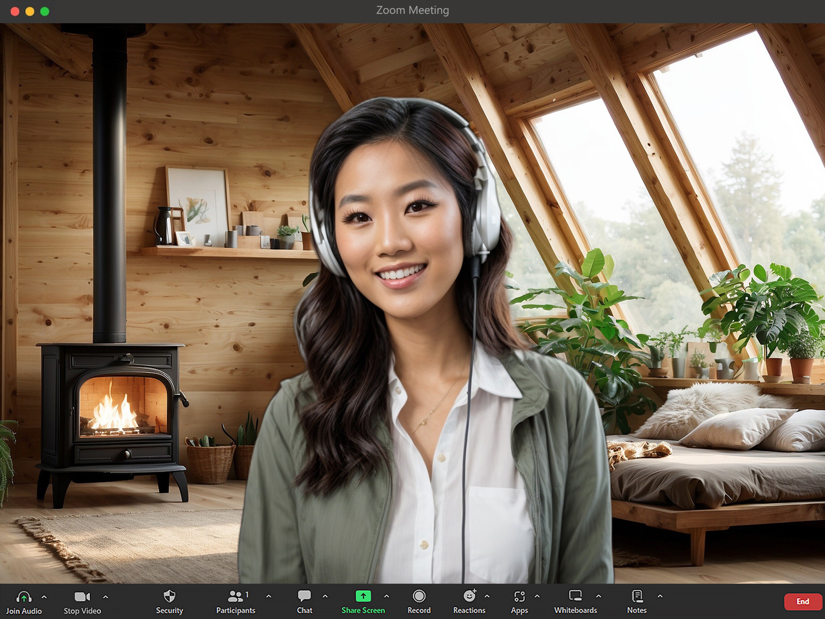 Scandi Cabin Attic Virtual Background | HD Quality | Personalize Your ...