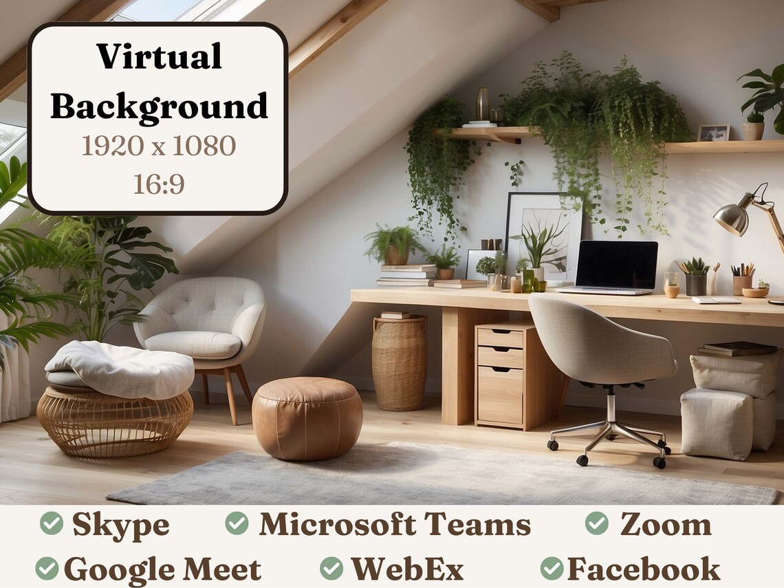 Virtual Background - Cozy Bright Attic | HD Quality | Personalize Your ...