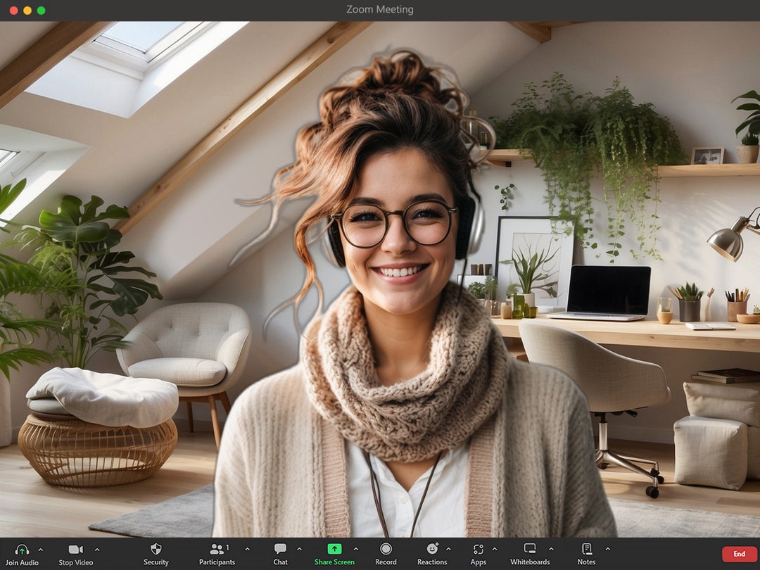 Virtual Background - Cozy Bright Attic | HD Quality | Personalize Your ...