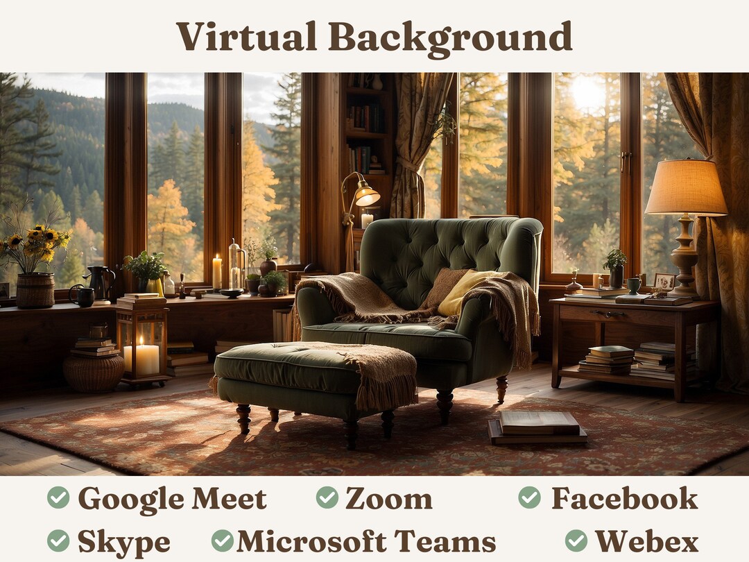 Virtual Background - Cabin Reading Nook | HD Quality | Personalize Your ...