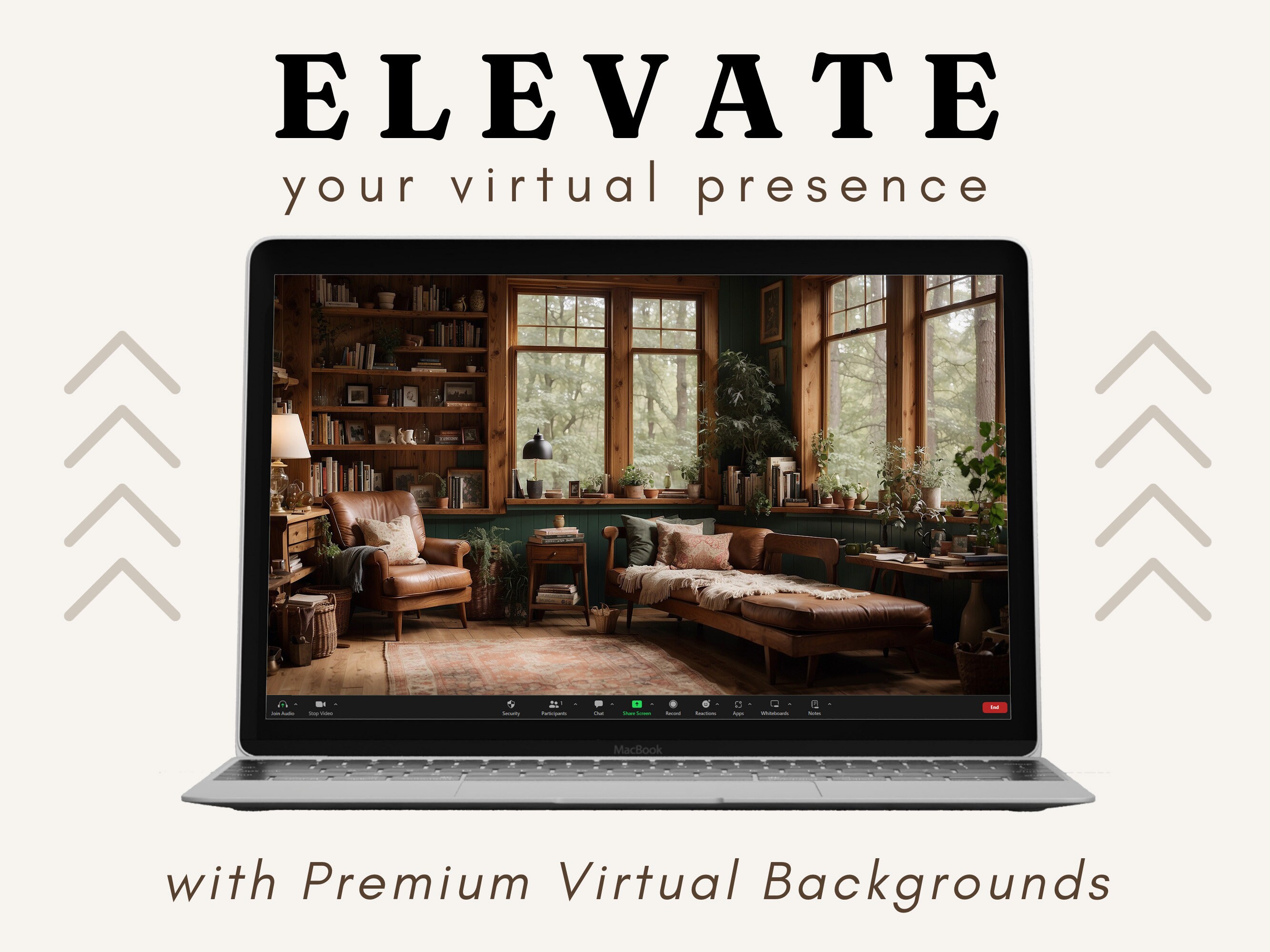 Virtual Background - Forest Cabin Den | HD Quality | Personalize Your ...