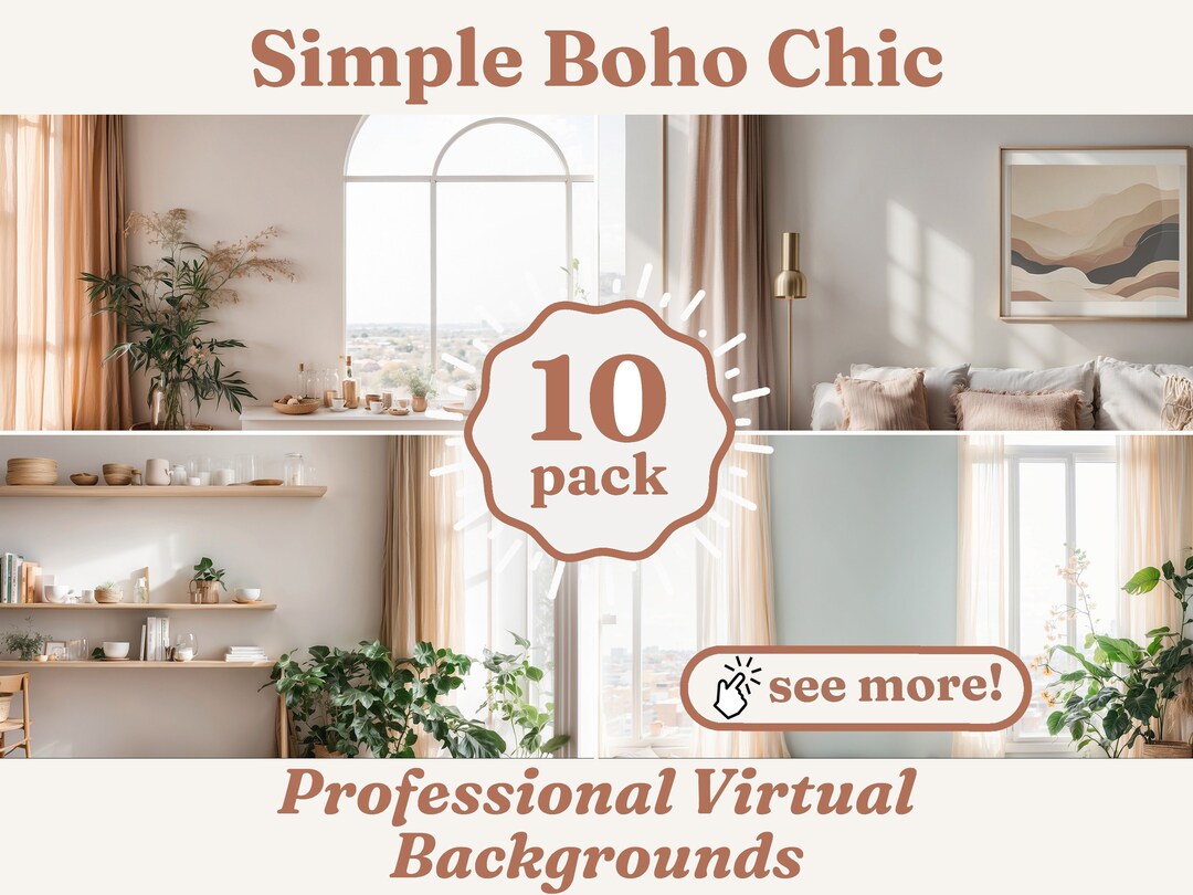 10 Simple Boho Chic Professional Virtual Background Bundle | HD Quality ...