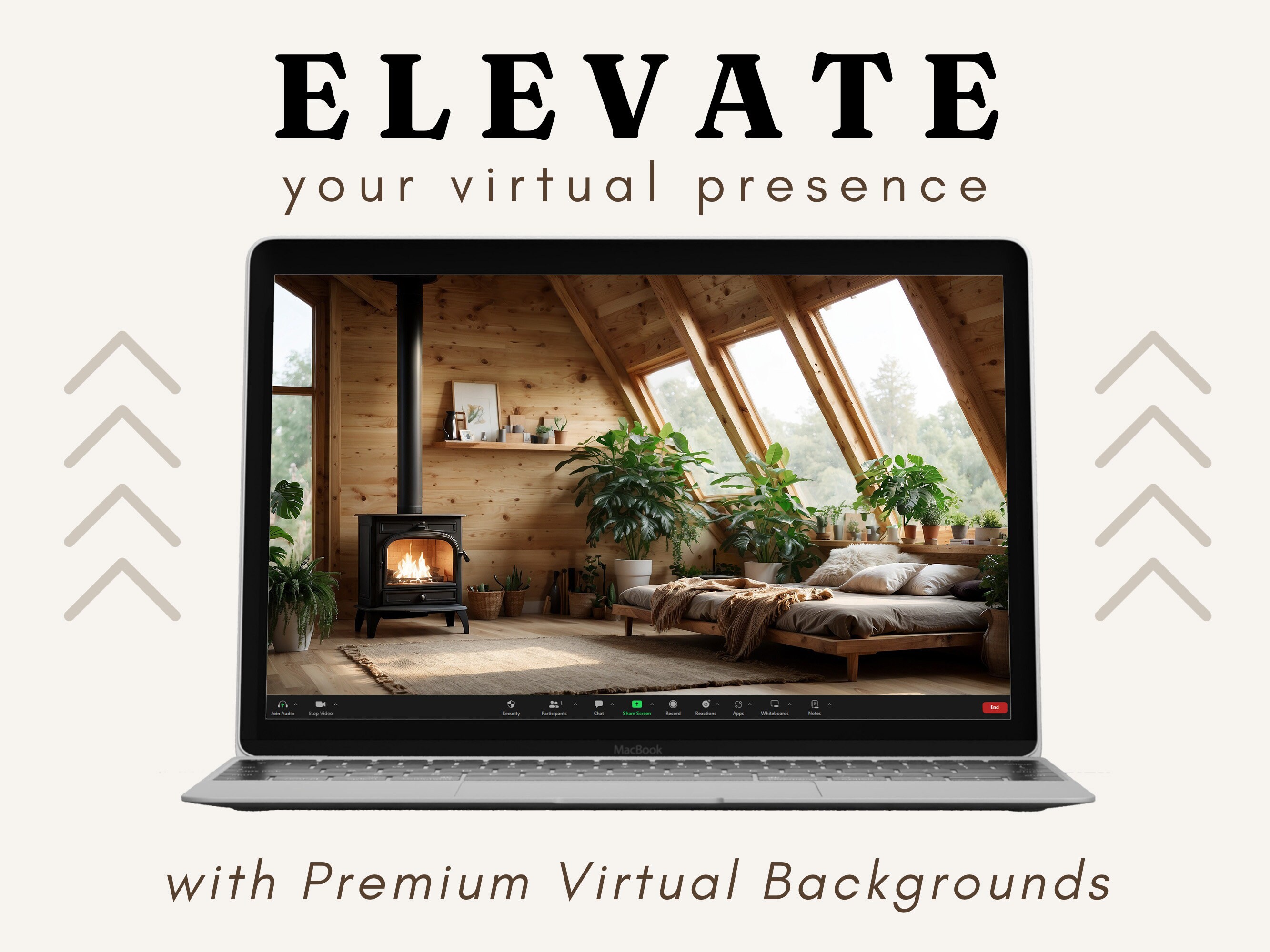Scandi Cabin Attic Virtual Background | HD Quality | Personalize Your ...