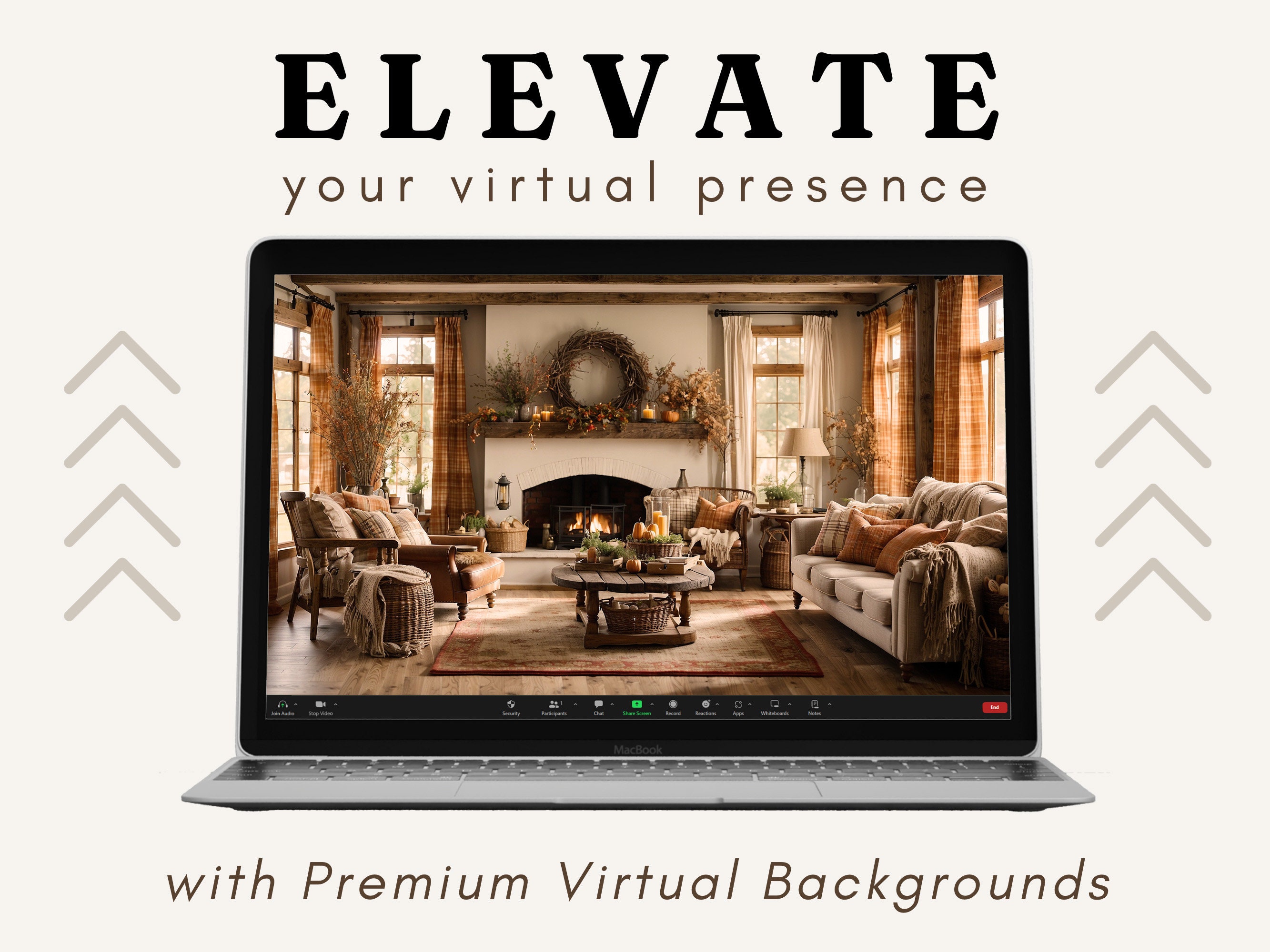 Virtual Background - Fall Living Room | HD Quality | Personalize Your ...