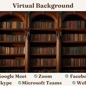 Library Bookshelf Virtual Background | HD Quality | Personalize Your ...