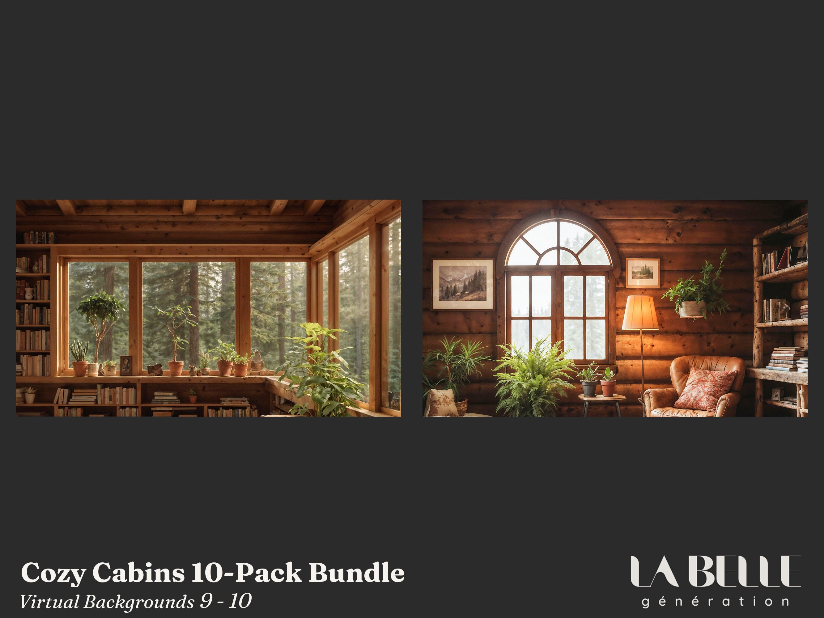 10 Cozy Cabins Virtual Background Pack, Realistic Digital Backdrop for ...
