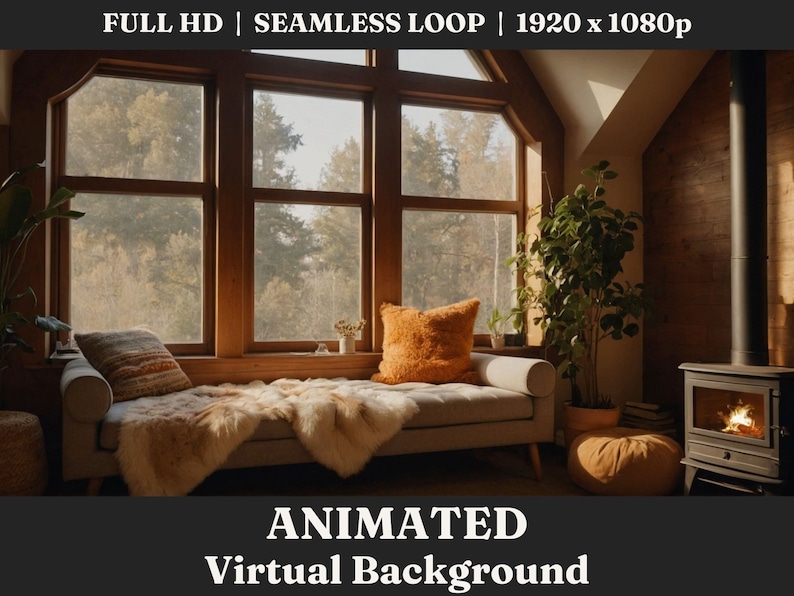 ANIMATED Cozy Sunny Cabin Background Video, Streaming Background Loop ...