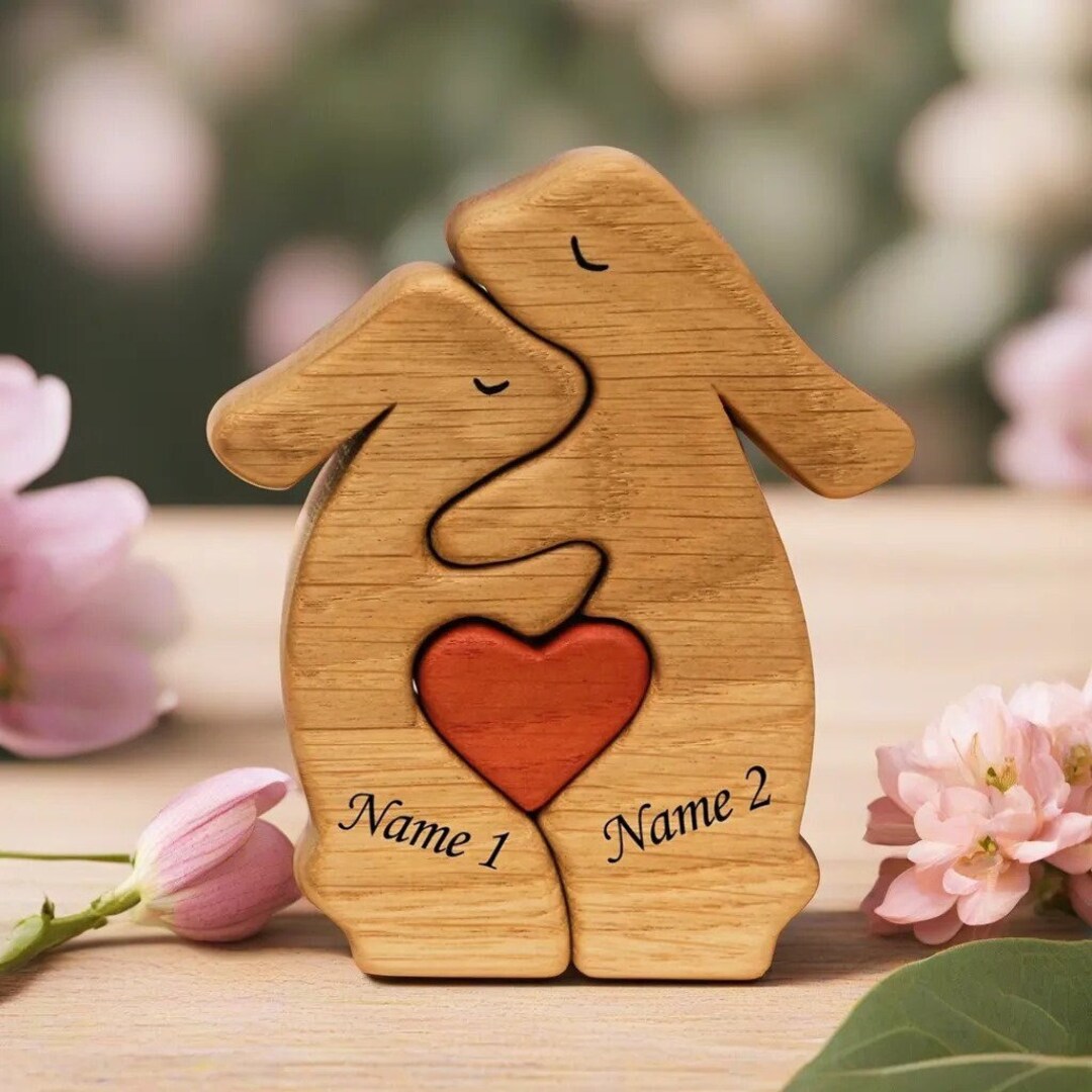 Personalized Wooden Rabbit Puzzle Rabbits Family Puzzle Wooden - Etsy
