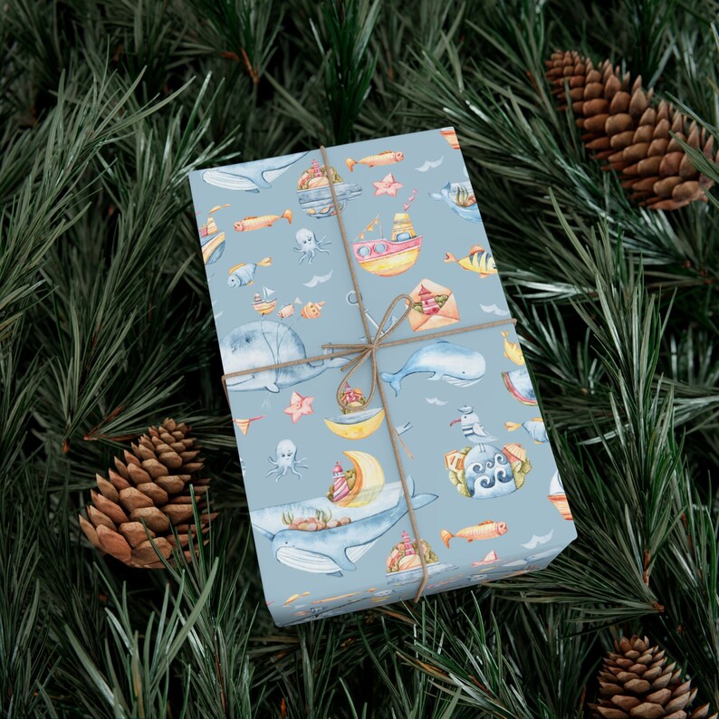 Sea Creatures Watercolor Gift Wrapping Paper - Etsy