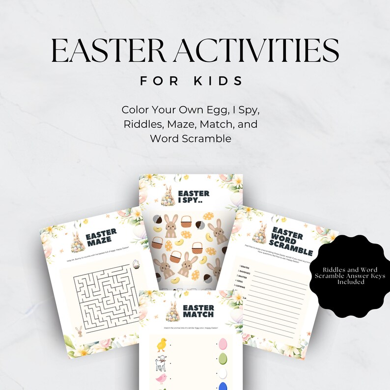 Easter Activity Printables for Kids, Easter Party Games - Etsy