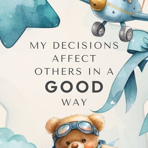 Printable Positive Affirmation Cards for Kids Teddy Bear Theme - Set of ...