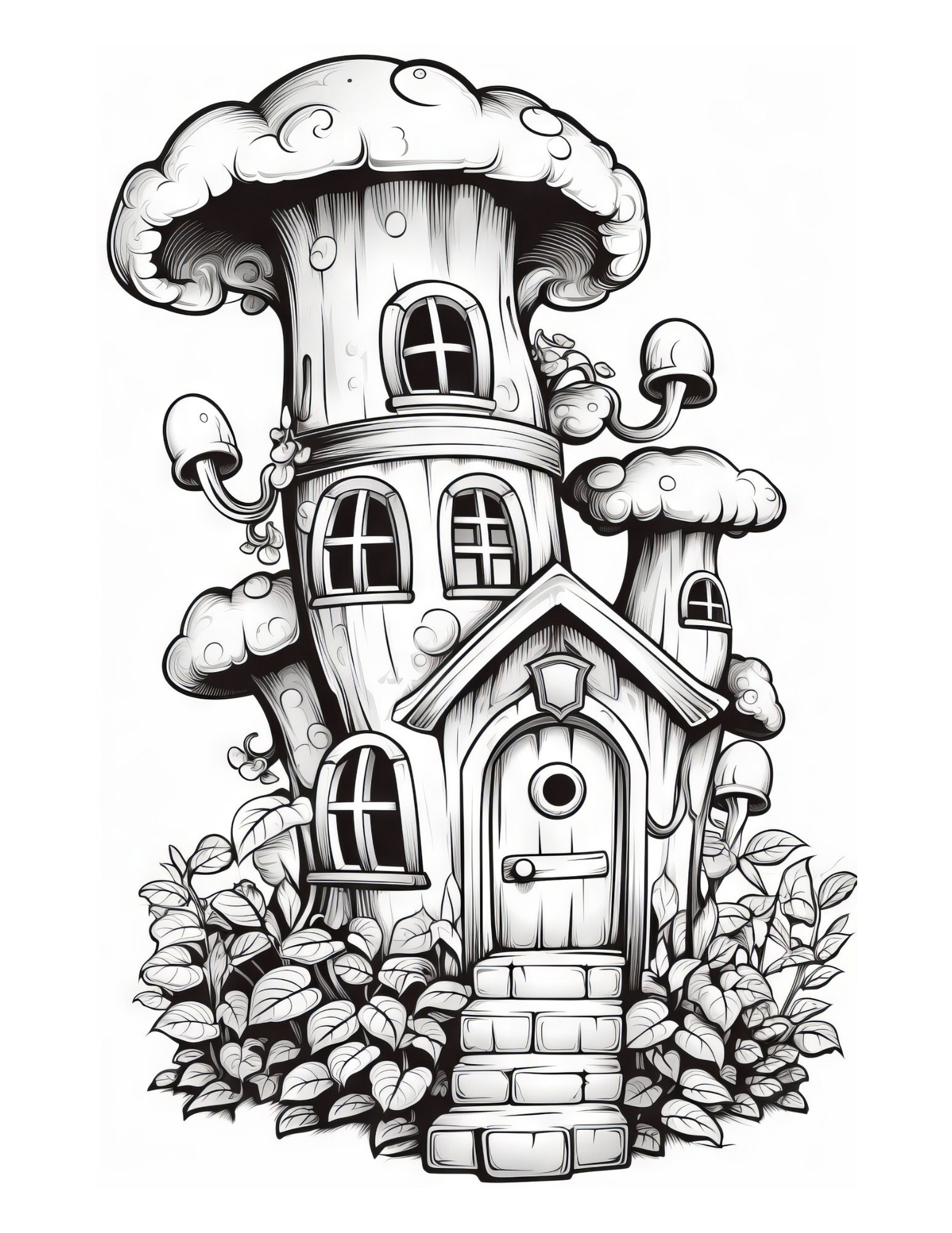 Fairy Houses Coloring Book Printable Fairy Houses Coloring - Etsy