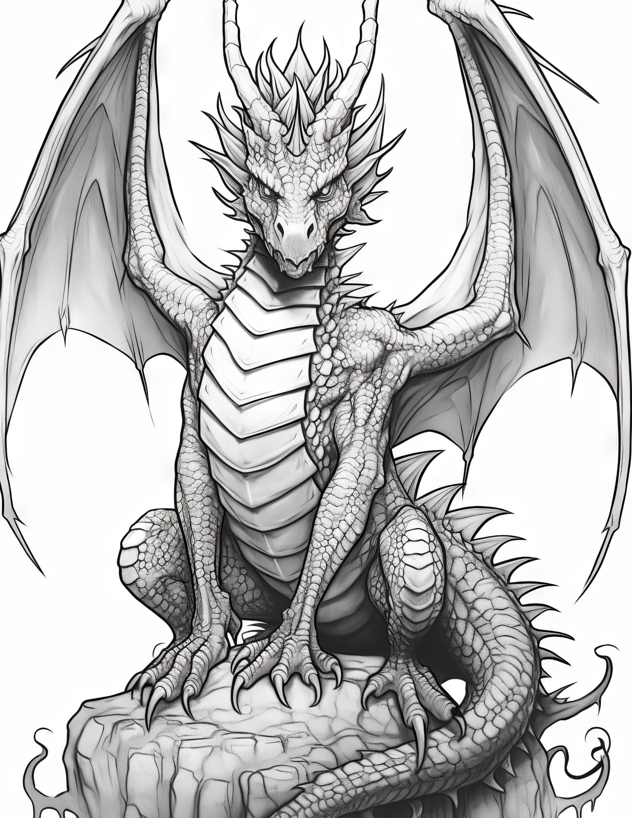 Fantasy Dragons Coloring Book Printable Magical Dragons Coloring Sheets ...