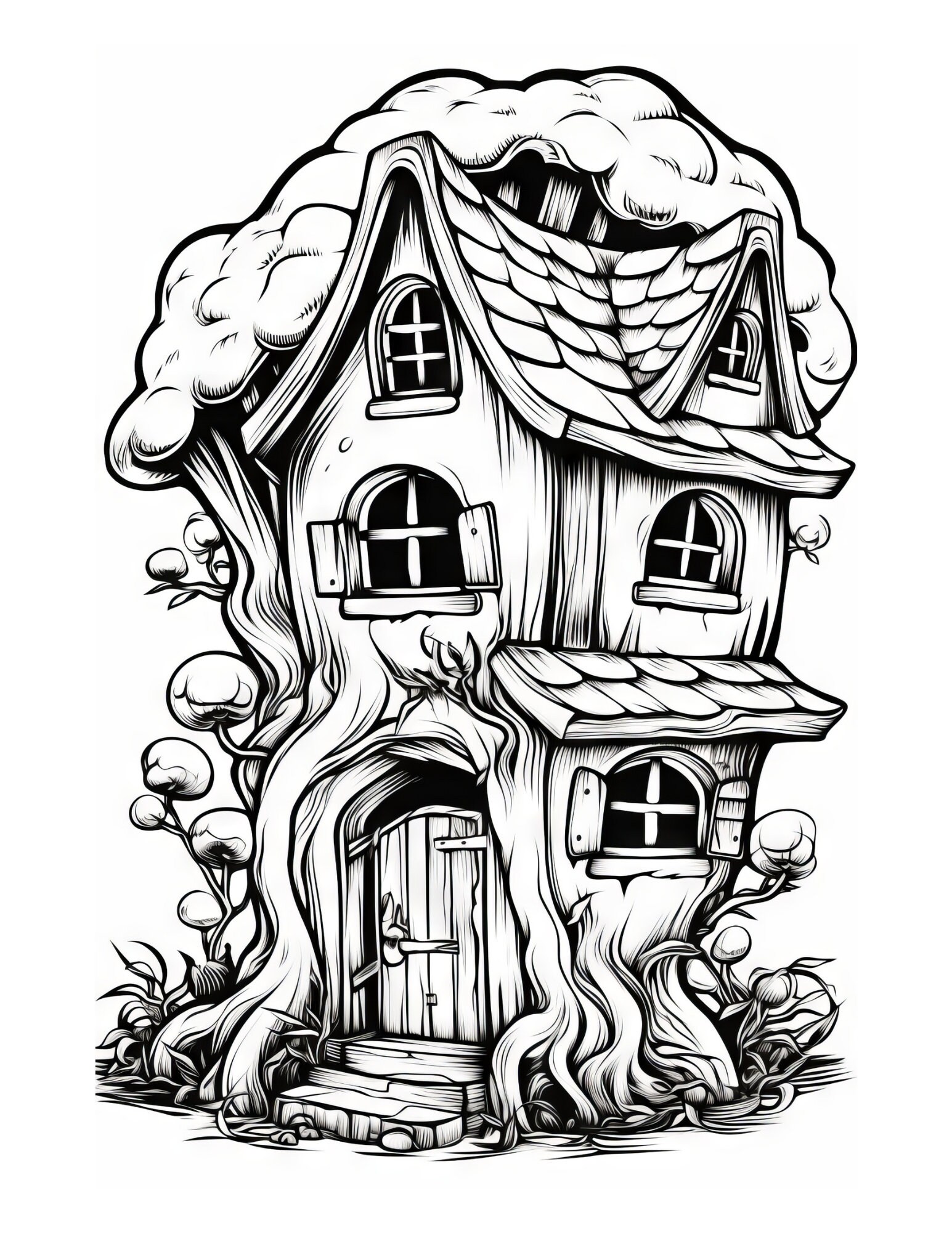 Fairy Houses Coloring Book Printable Fairy Houses Coloring - Etsy