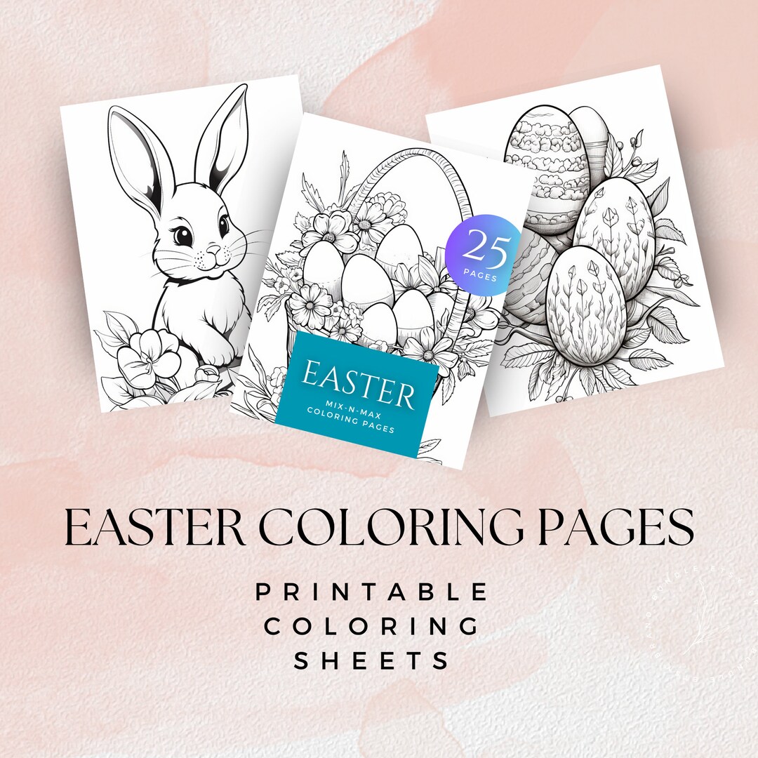 Easter Coloring Pages Printable Kids Activity Easter Bunny Eggs Basket ...
